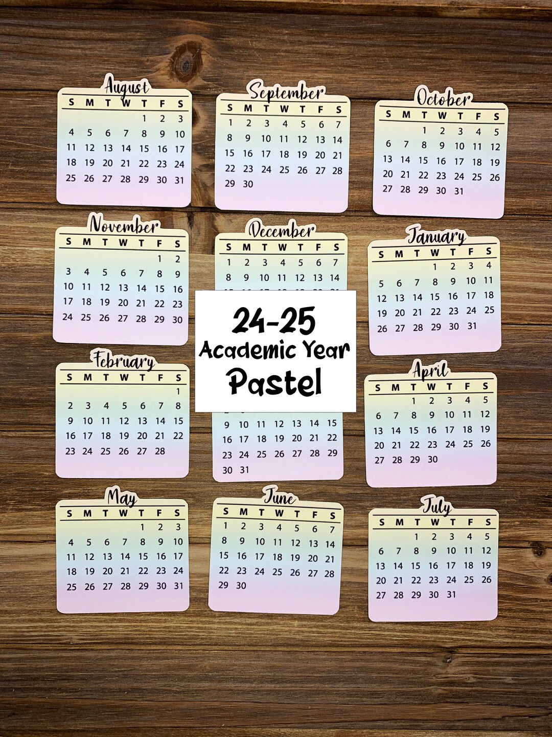 2024-2025 Academic Year Calendar Stickers Pastel for Planners, Journals ...