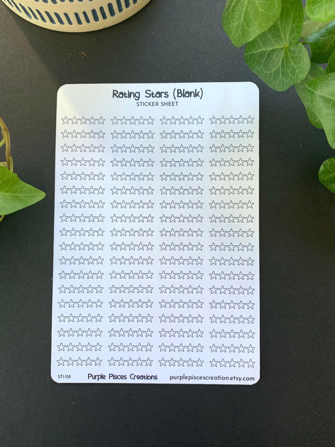 Rating STARS - Blank | .28"h X 1.08"w | 72 Stickers | Blank Stars on ...