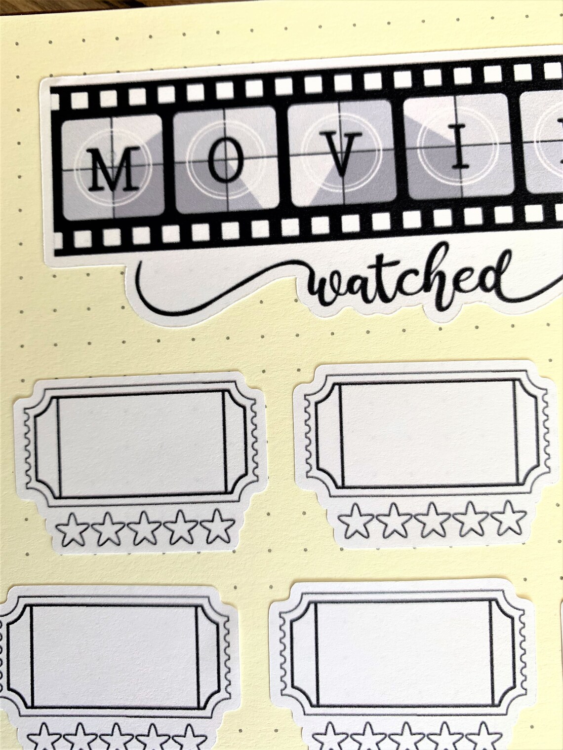 Movies Watched Sticker Sheet Set | 15 Movie Tickets W/rating Stars ...
