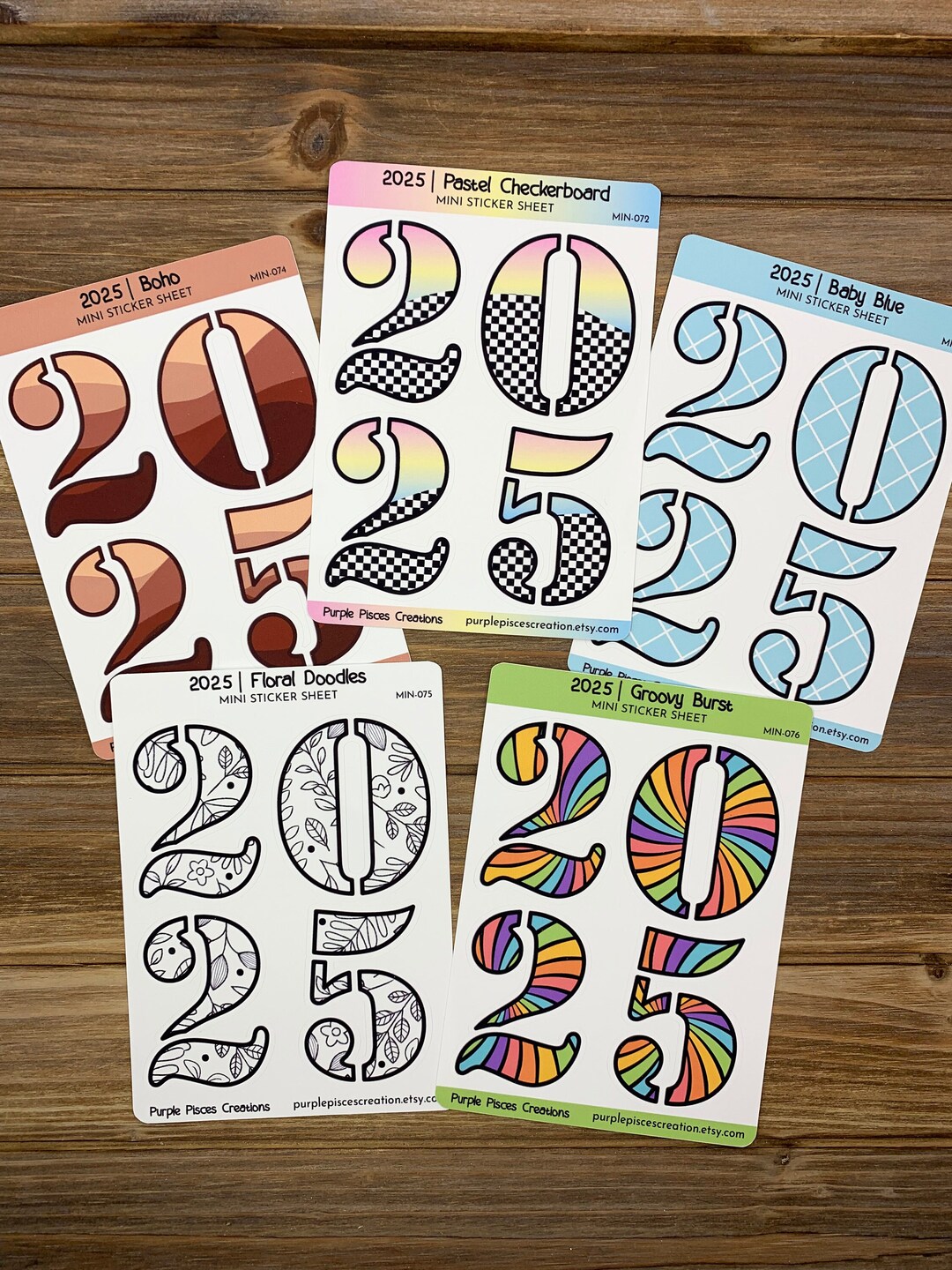 2025 Number Mini Sticker Sheet | 4 Kiss Cut Stickers, 2, 0, 2 & 5 | 5 ...
