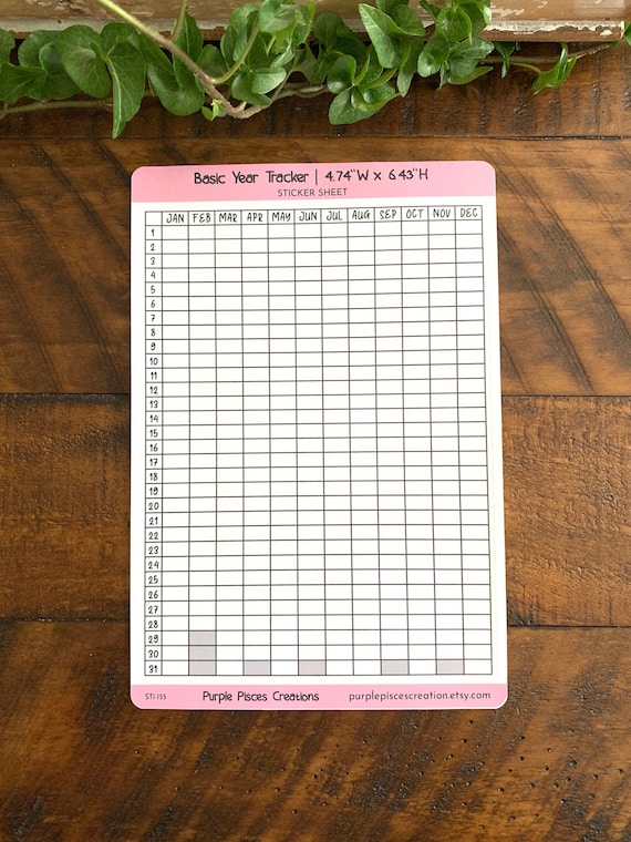 Basic Year Tracker 1 Large Year Tracker Sticker | Etsy