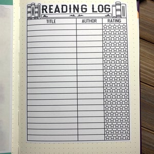Reading Log Sticker | 4.4"w X 5.9"h | Title, Author, and Rating Columns ...