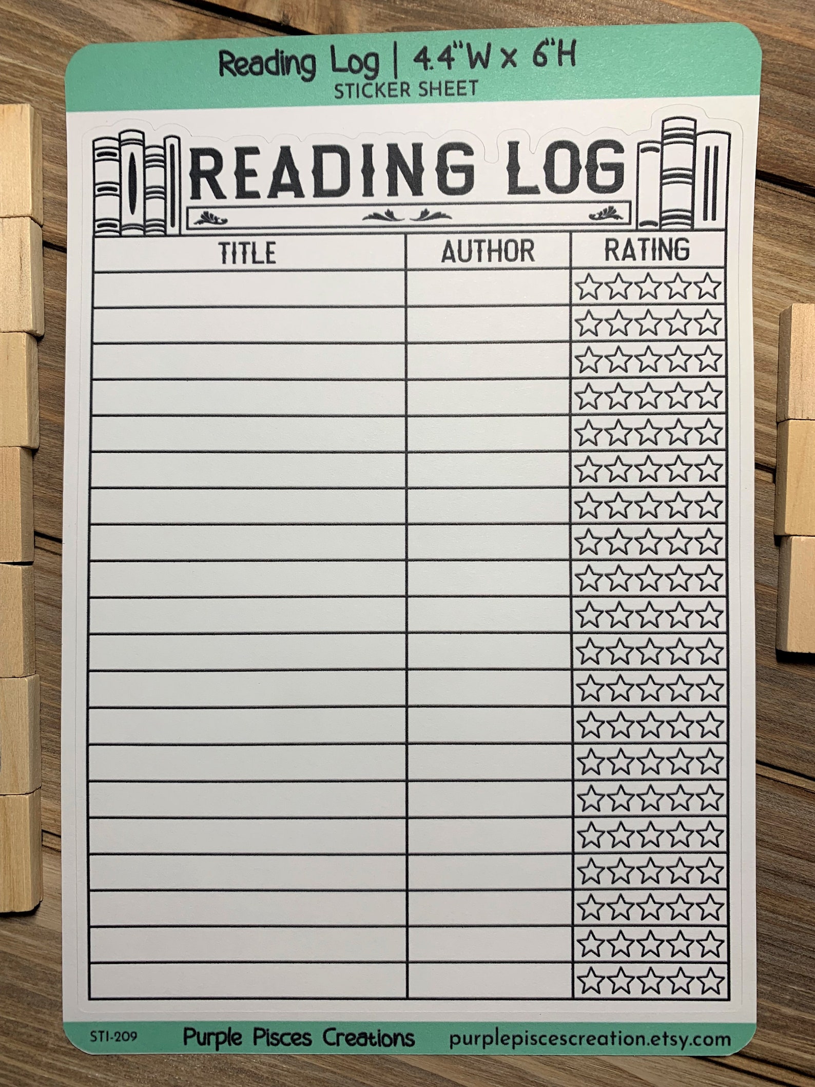 Reading Log Sticker 4.4w X 5.9h Title Author - Etsy
