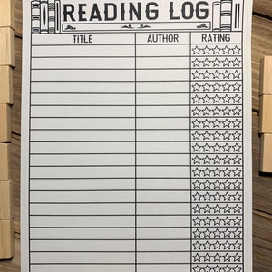 Reading Log Sticker | 4.4"w X 5.9"h | Title, Author, and Rating Columns ...
