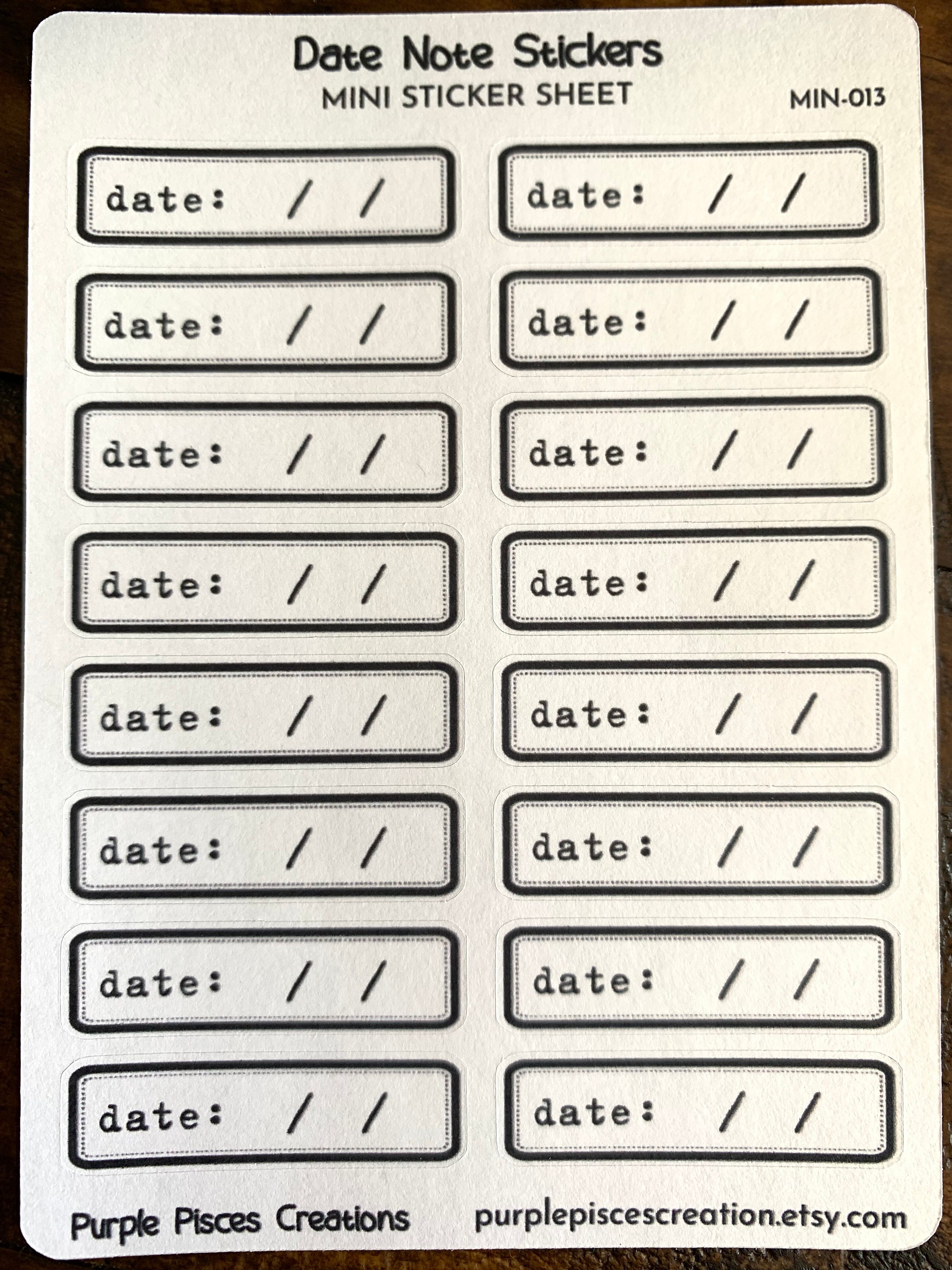 Date Label Planner Stickers Mini Sticker Sheet 16 Date Label | Etsy
