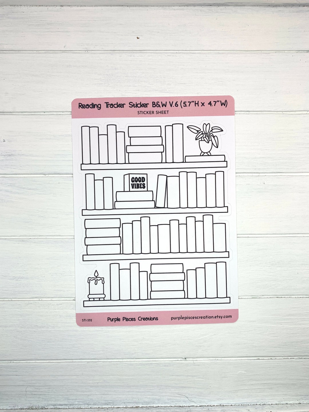 Reading Tracker Sticker Set - V6 B&W | 1 Reading Tracker Sticker 5.7 ...