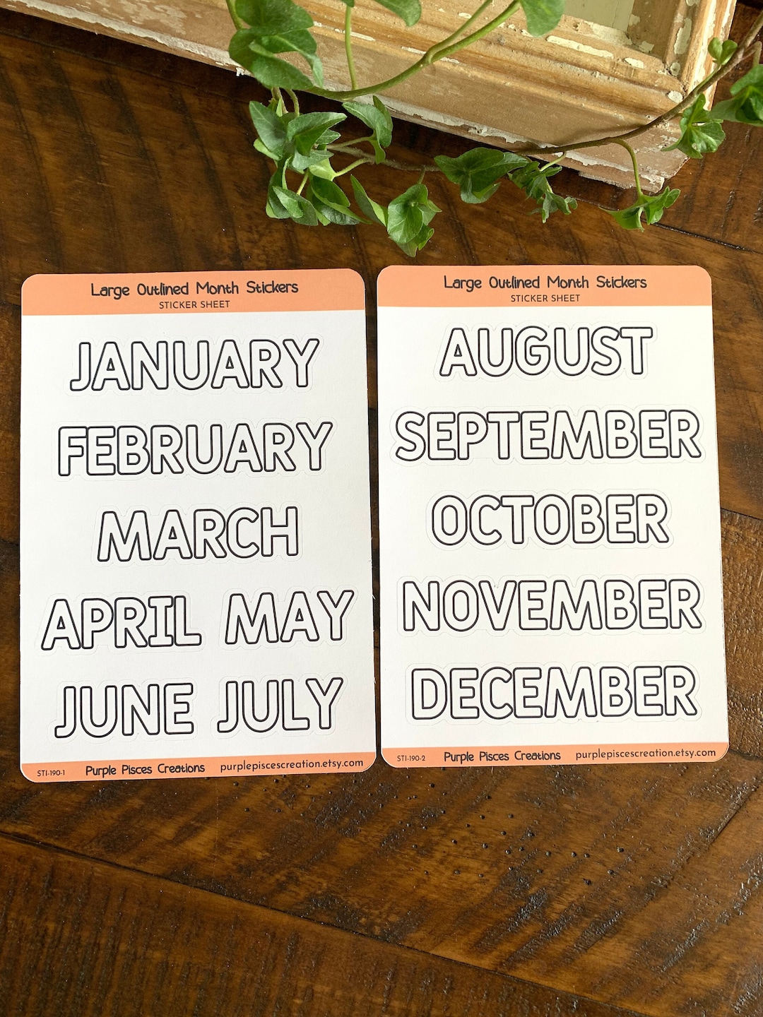 Large Outlined Month Stickers | January - December | for Planners ...