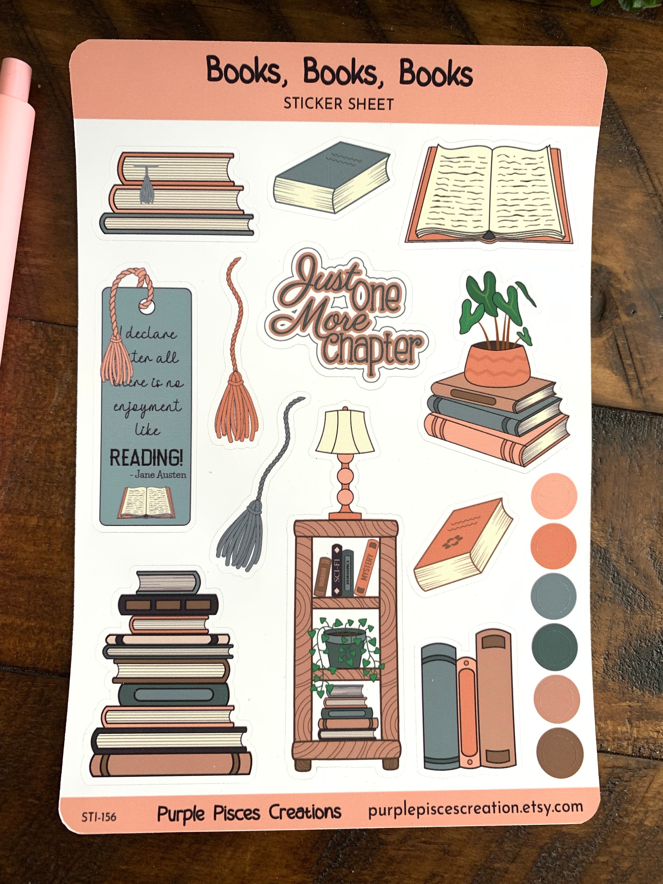 Books Books Books Sticker Sheet Reading Themed - Etsy