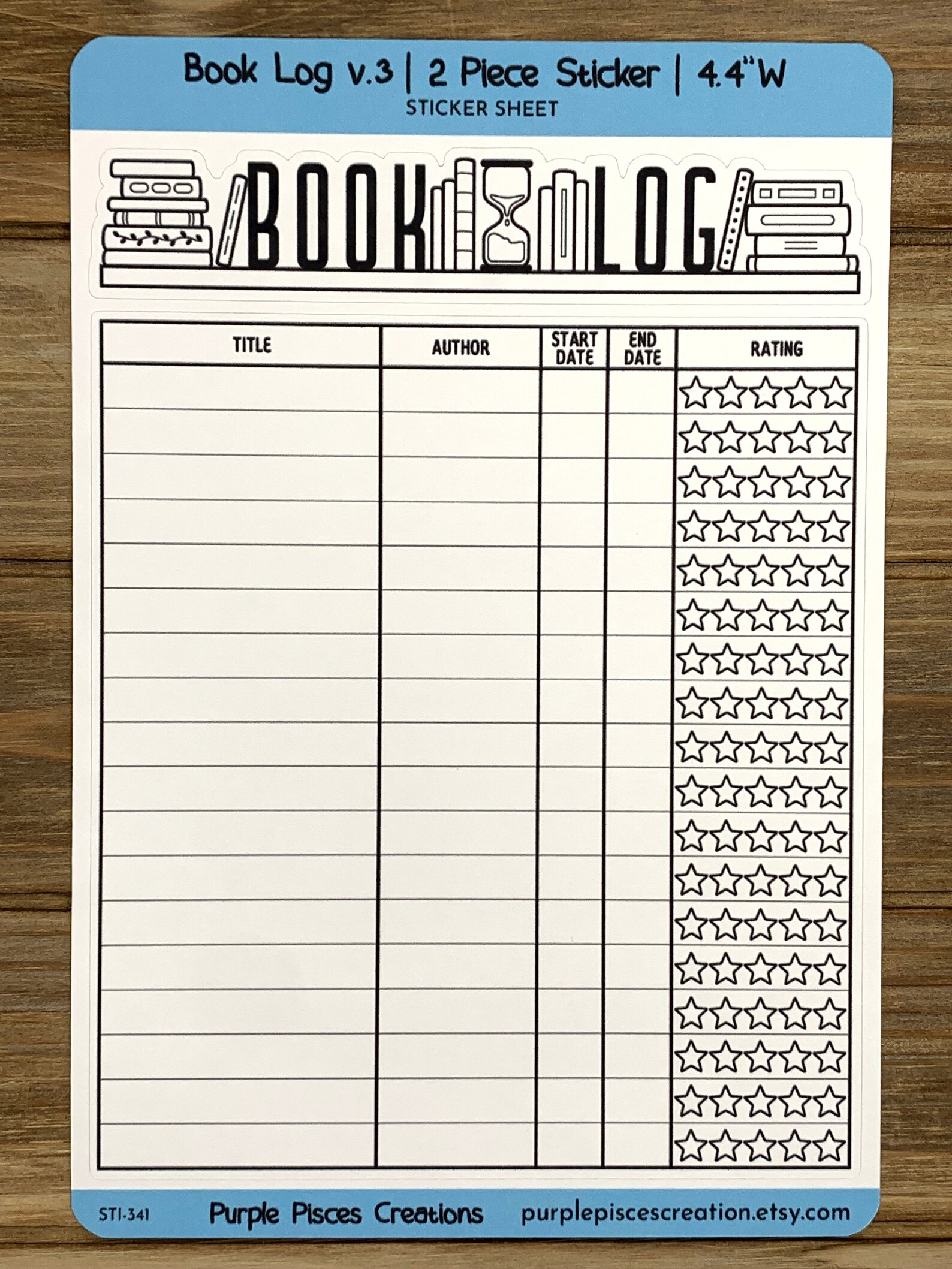 Book Log V3 2 Pc Sticker | 4.4"w X 4.9"h Log & 4.4"w X .9"h "book Log ...