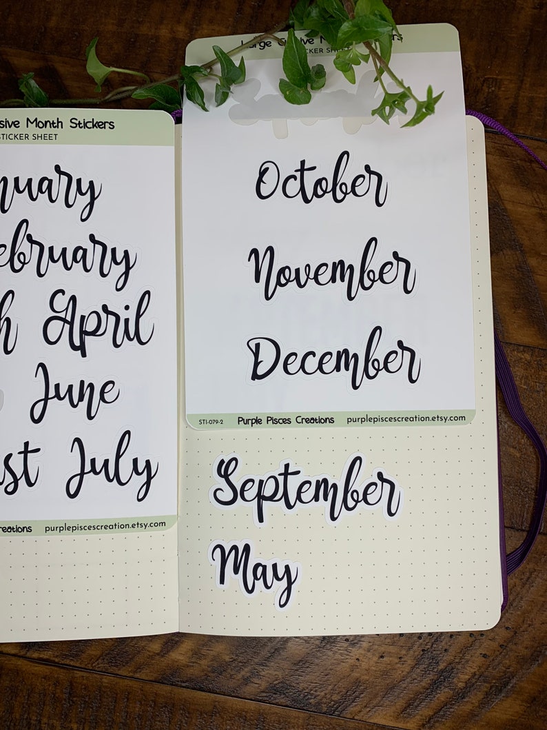 Large Cursive Month Stickers | January - December | for Planners ...