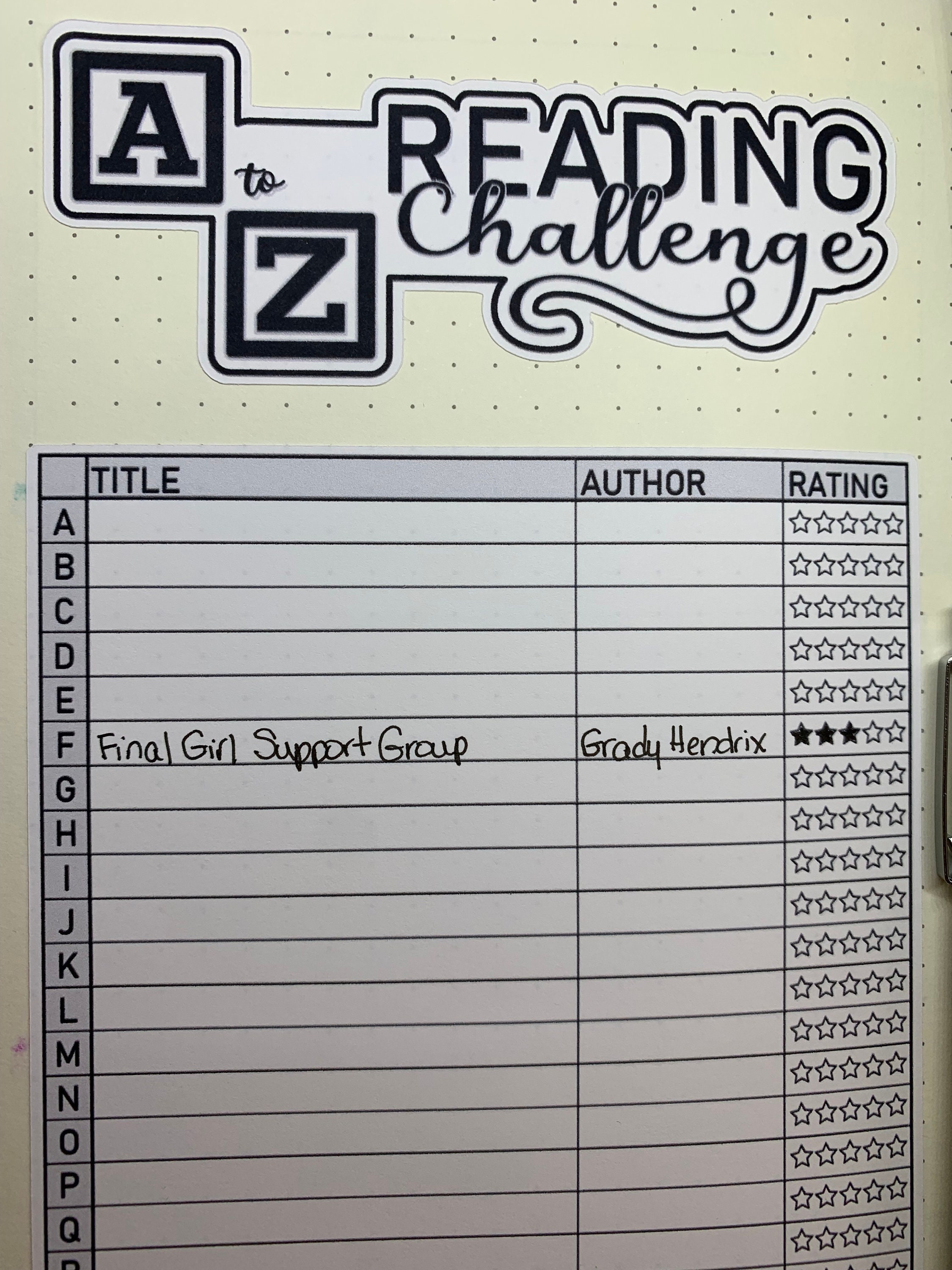 A Z Reading Challenge Log Sticker 4.4w X 5.7h - Etsy