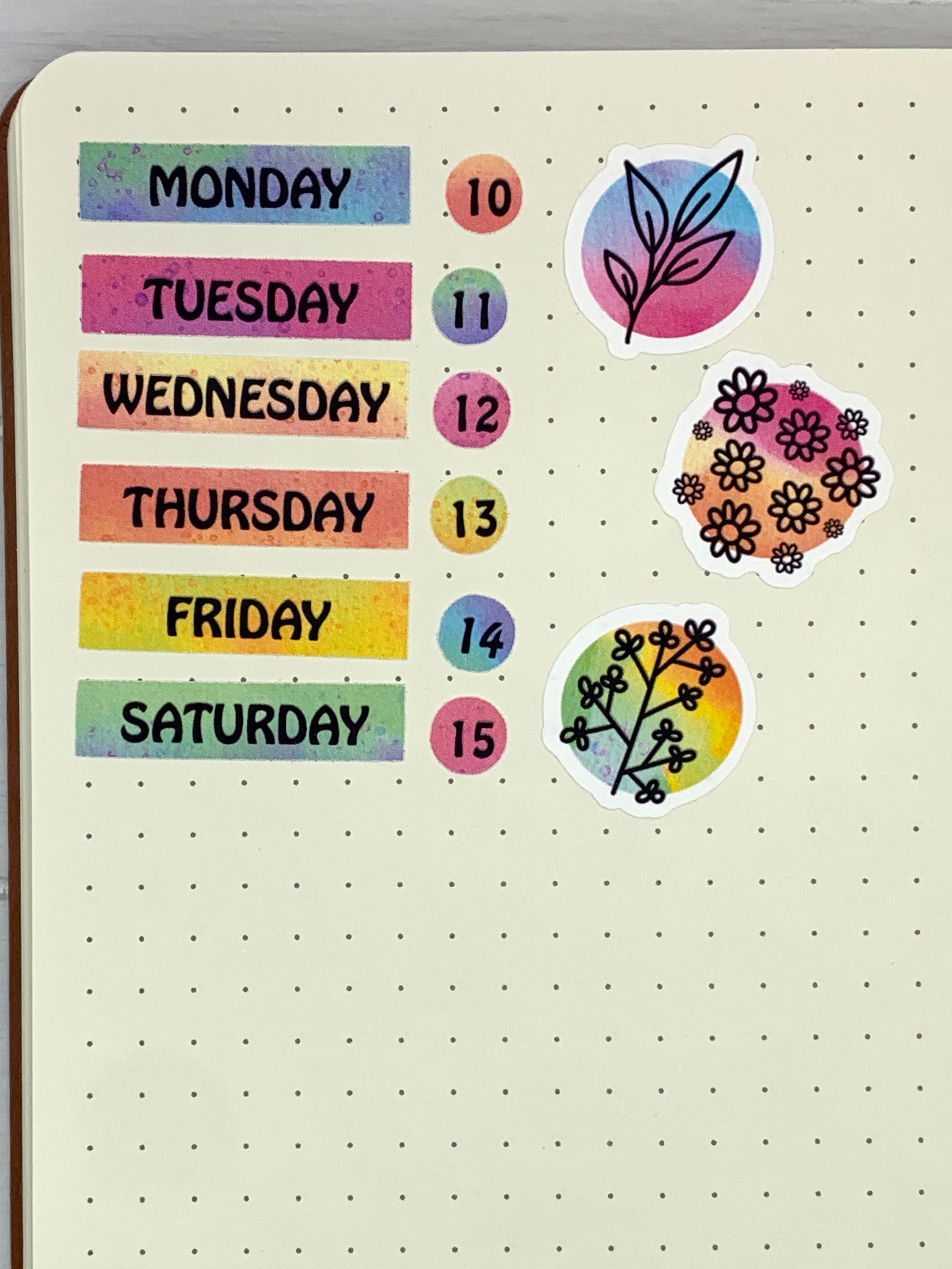 Days of the Week Sticker Sheet | Watercolor Mix Color Palette | 6 Weeks ...