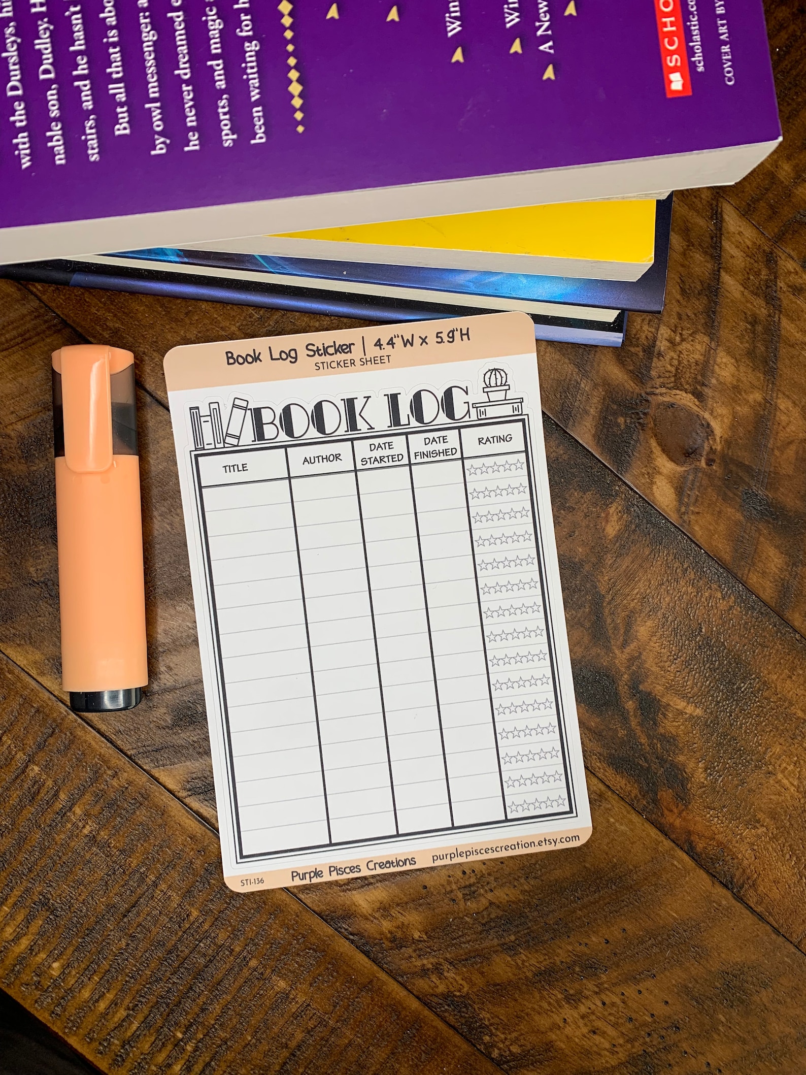 Book Log Sticker 4.4w X 5.9h Log Title - Etsy