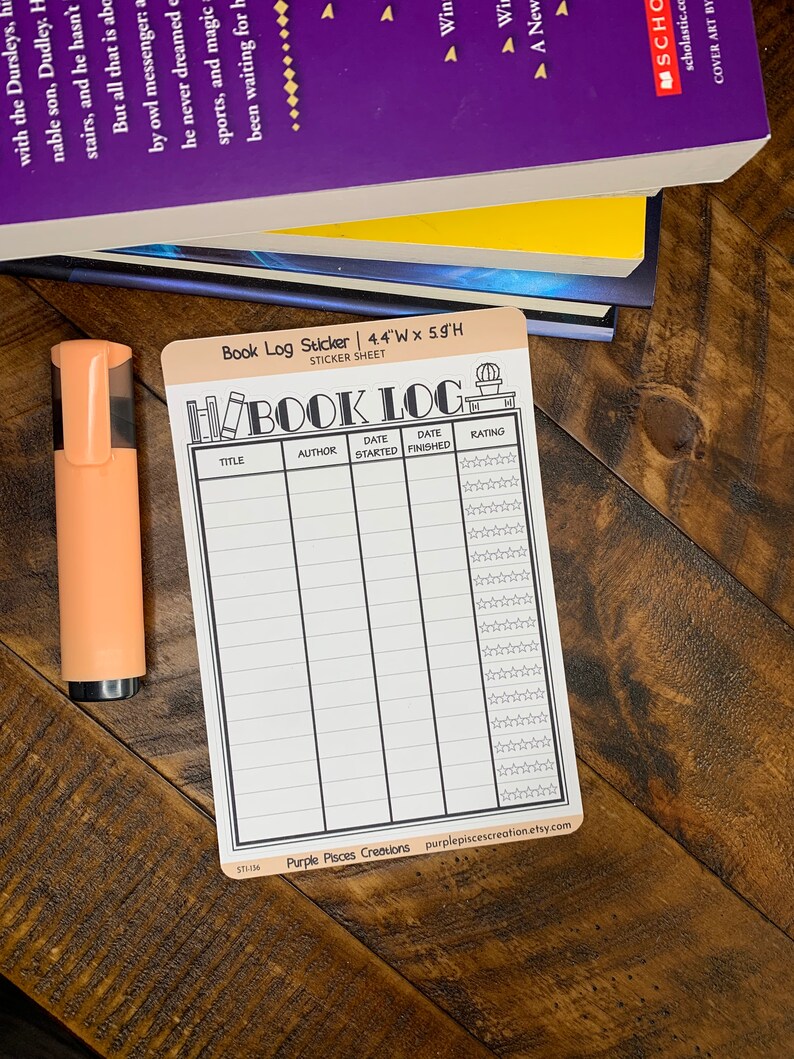 Book Log Sticker 4.4w X 5.9h Log Title - Etsy
