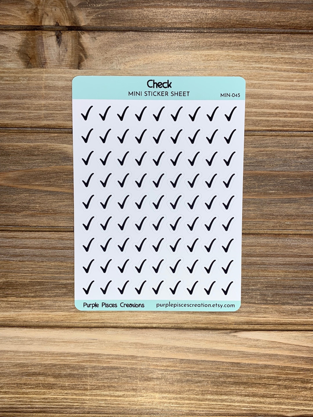 Small Check-marks Mini Sticker Sheet | .38"h X .33"w | Small Black ...