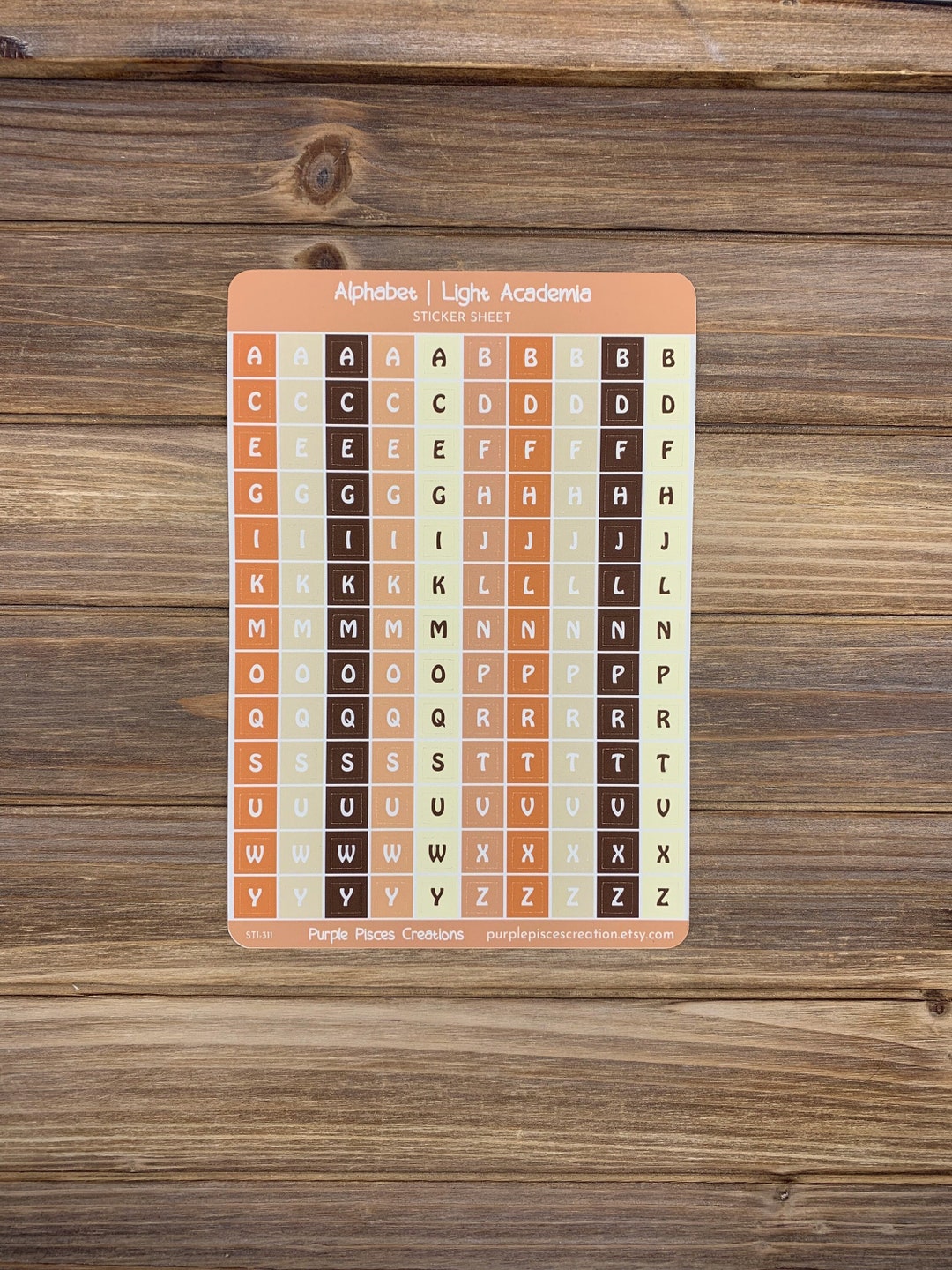 Alphabet Sticker Sheet | Light Academia Color Palette | ALL CAPS | Each ...