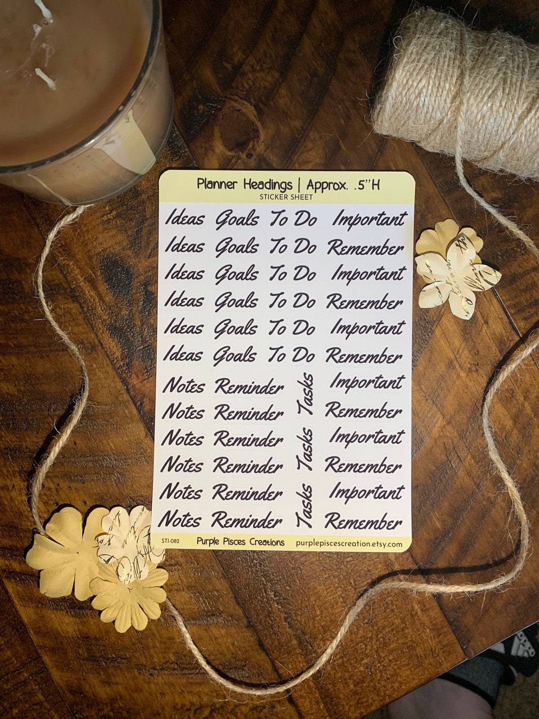 Planner Headings | 45 Stickers on Sheet | 6 Ideas, 6 Goals, 6 to Do, 6 ...