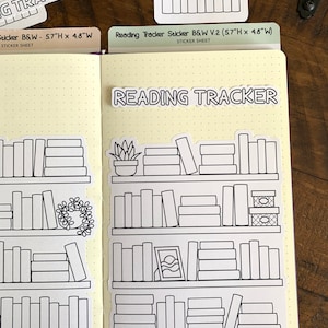Reading Tracker Sticker Set - V2 B&W | 1 Reading Tracker Sticker 5.7 ...