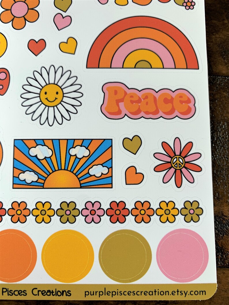 Good Vibes Sticker Sheet Retro Themed Decorative Sticker - Etsy
