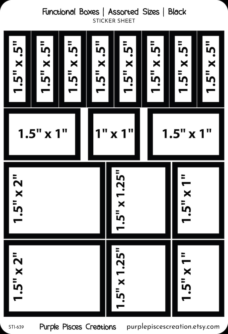 Functional Boxes Sticker Sheet | Assorted Sizes | Choose Between 24 ...