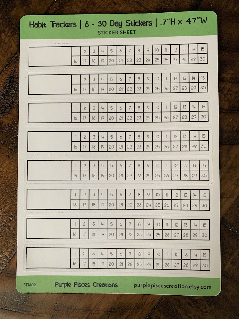 8 Habit Tracker Stickers | 8 Individual Habit Stickers - 30 Days Ea ...