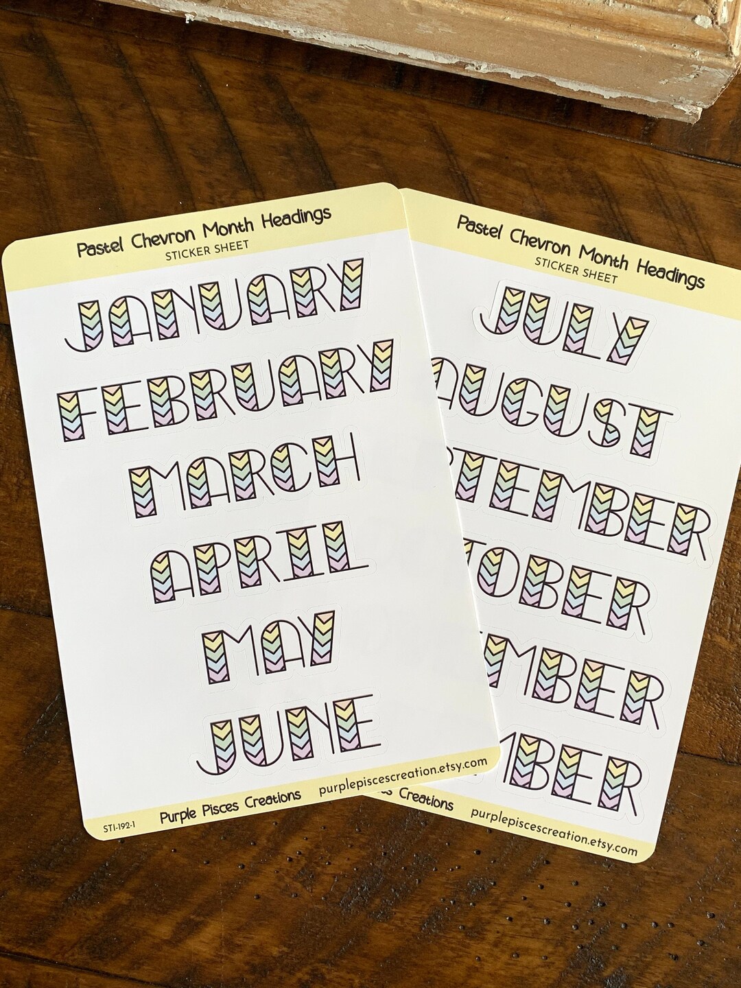 Pastel Chevron Month Headings Sticker Sheets | January - December | for ...