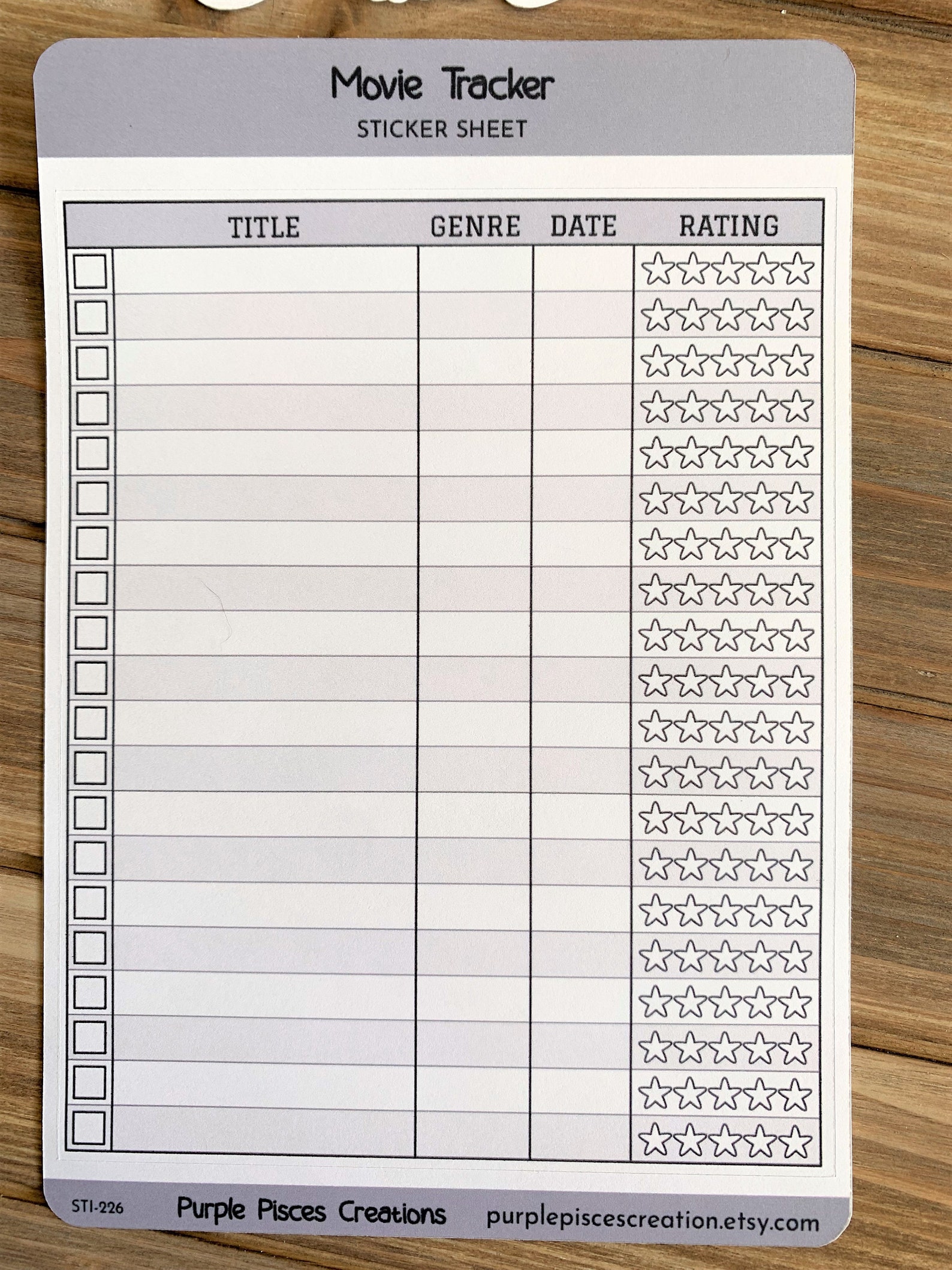 Movie Tracker Sticker Sheet Set | Movie Tracker Log Sticker & Movie ...