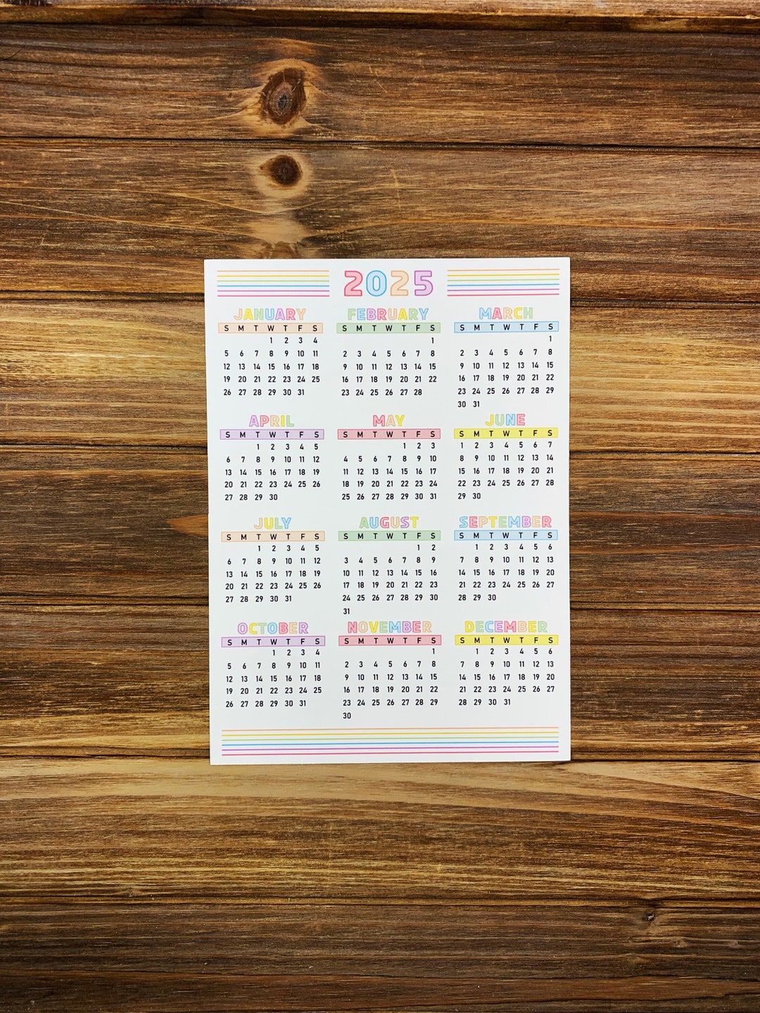 2025 Pastel Rainbow Calendar Sticker 4.5"w X 6.25"h | 1 Large Sticker ...