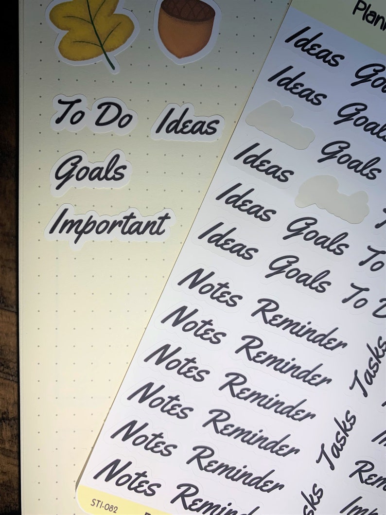 Planner Headings 45 Stickers on Sheet 6 Ideas 6 Goals 6 | Etsy