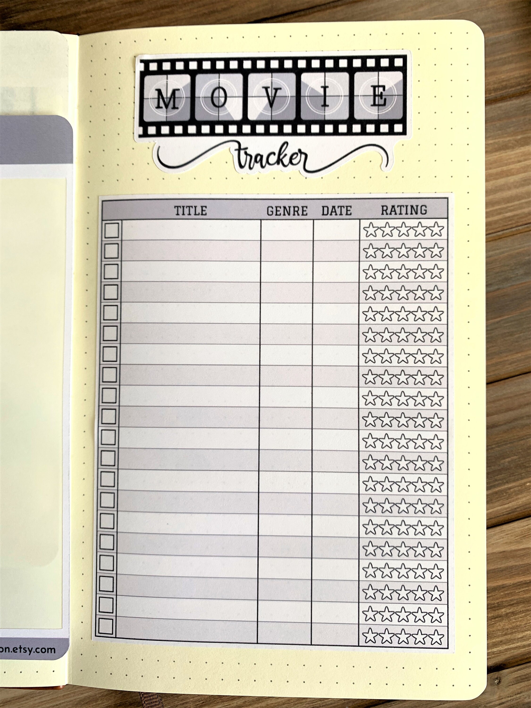Movie Tracker Sticker Sheet Set | Movie Tracker Log Sticker & Movie ...
