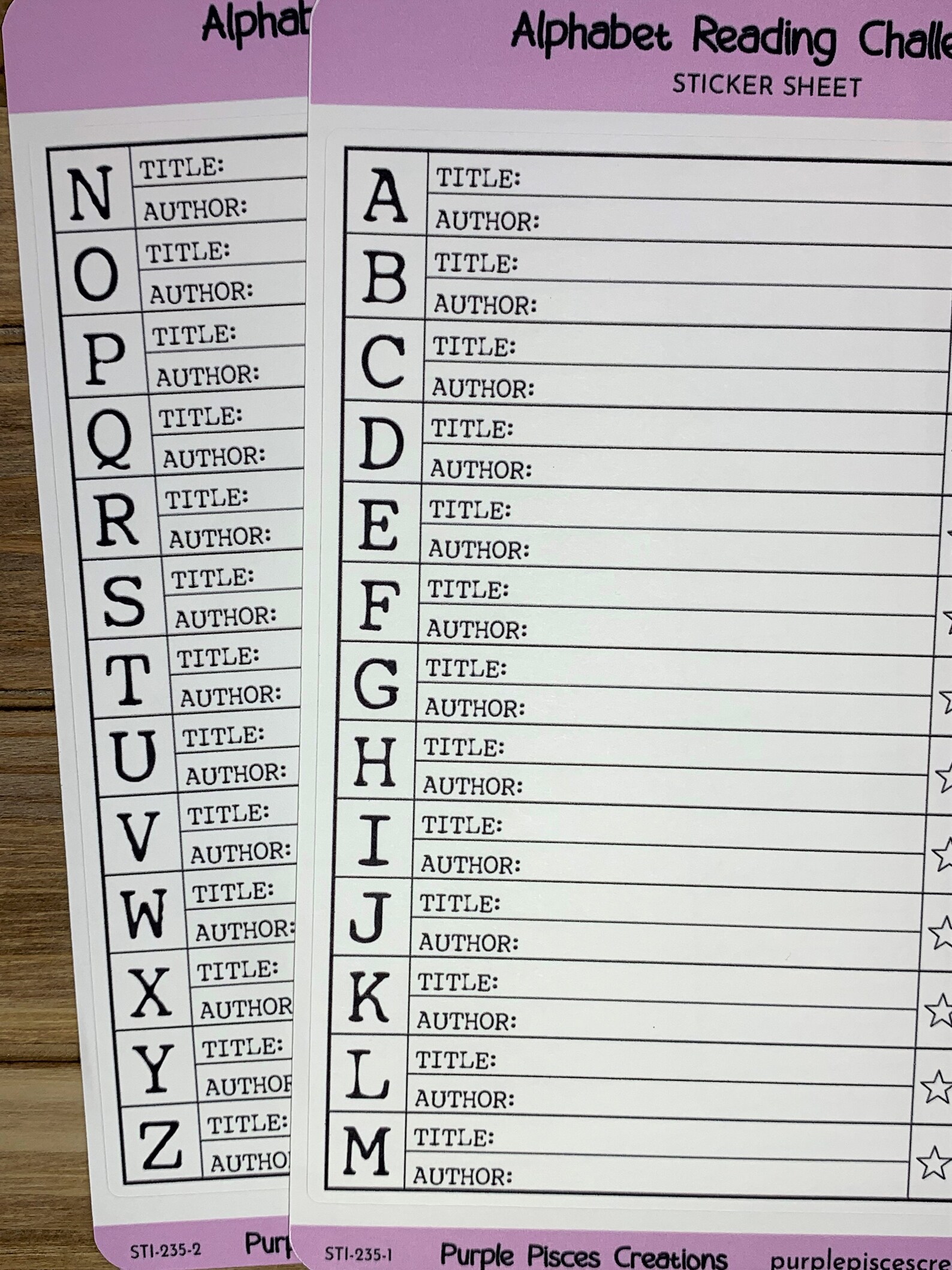 Alphabet Reading Challenge Sticker Set | 2 Page Spread (4.4"w X 5.6"h ...
