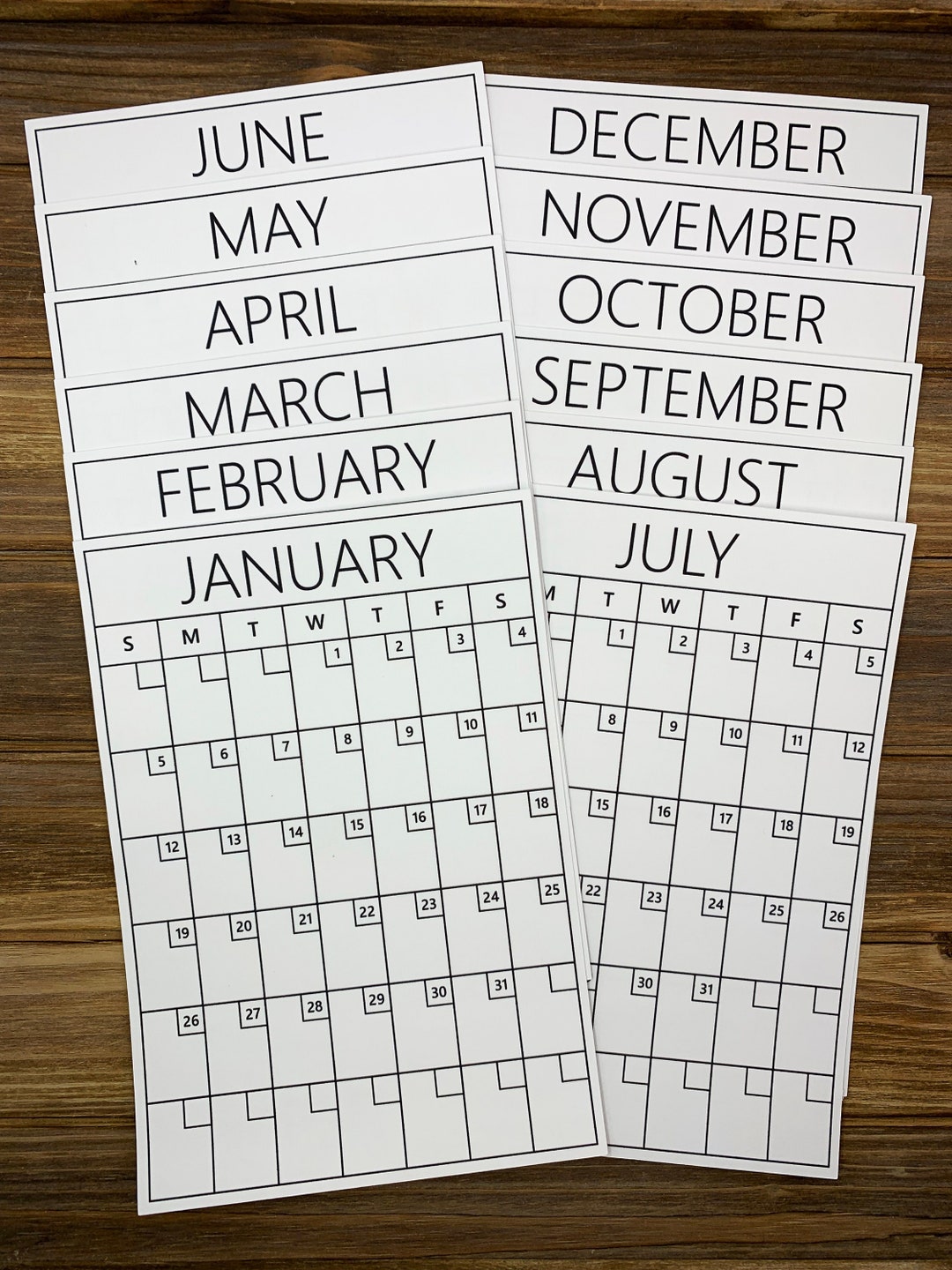 2025 Large Month Calendar Stickers 4.5w X 6.5h Jan '25-dec '25 B&W ...