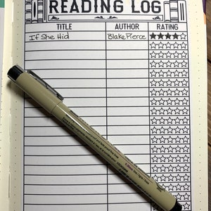 Reading Log Sticker | 4.4"w X 5.9"h | Title, Author, and Rating Columns ...