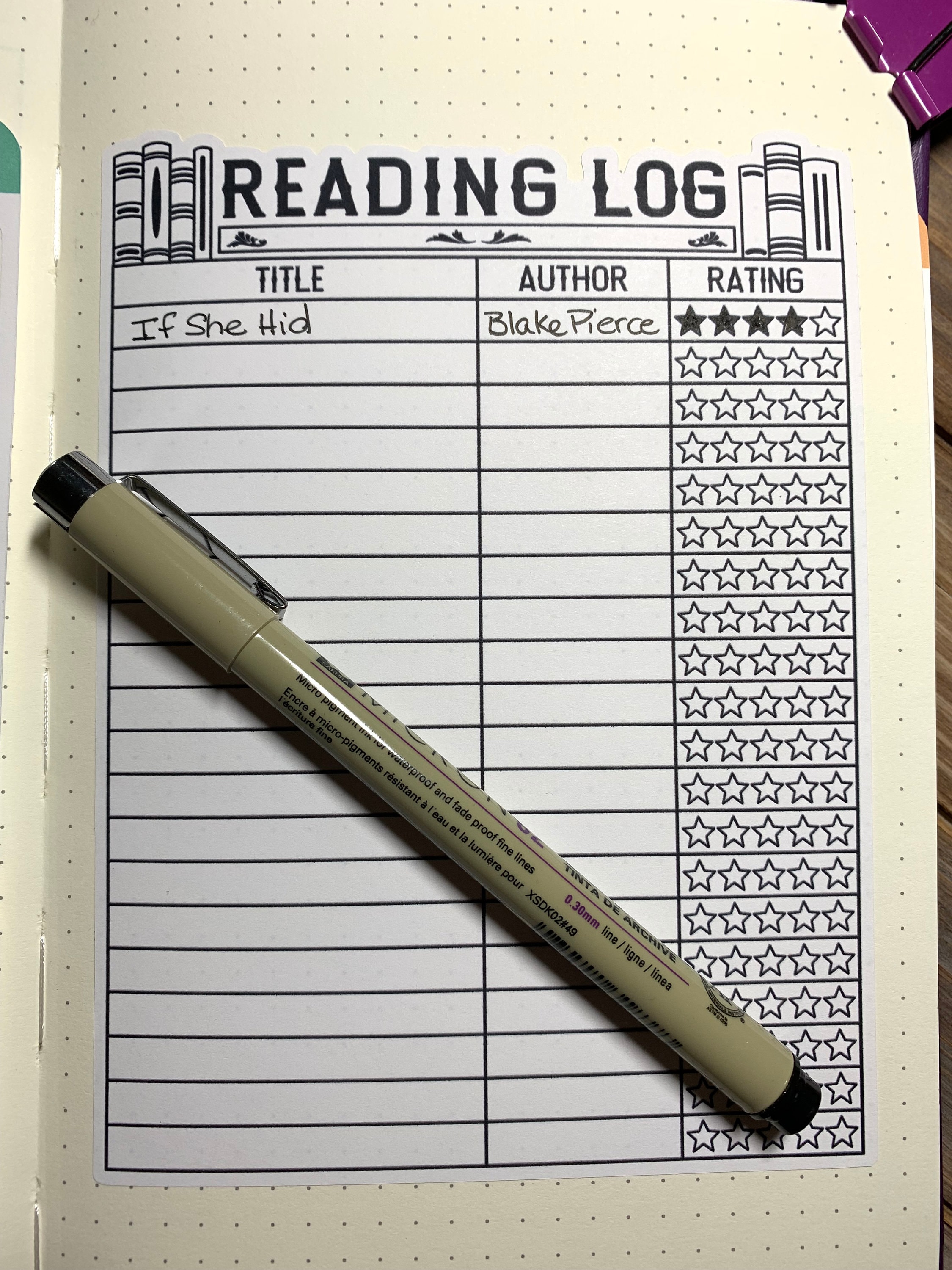 Reading Log Sticker 4.4w X 5.9h Title Author - Etsy