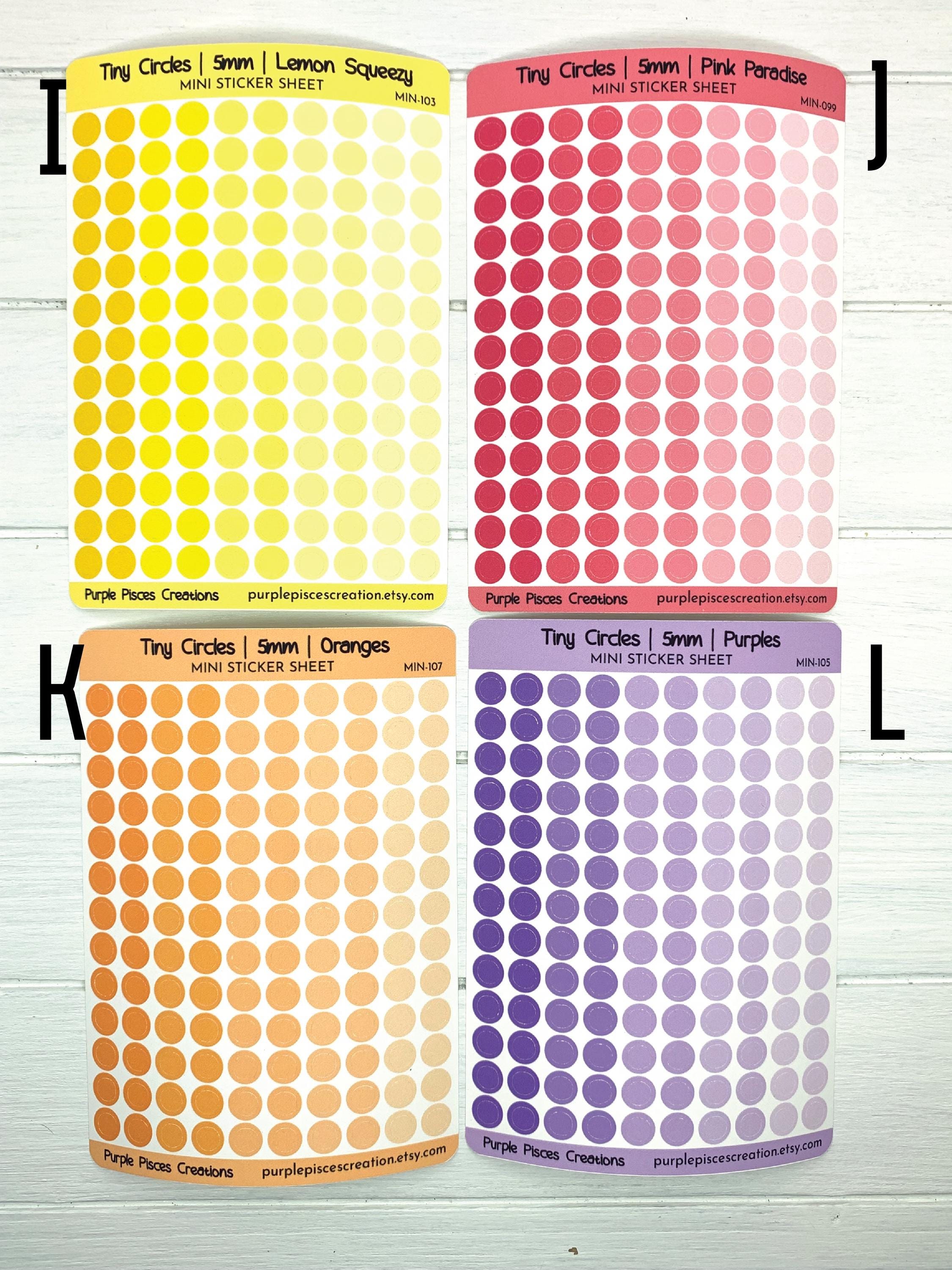 Tiny Circles 5mm Mini Sticker Sheet | 130 Tiny (5mm / .19in) Circles ...