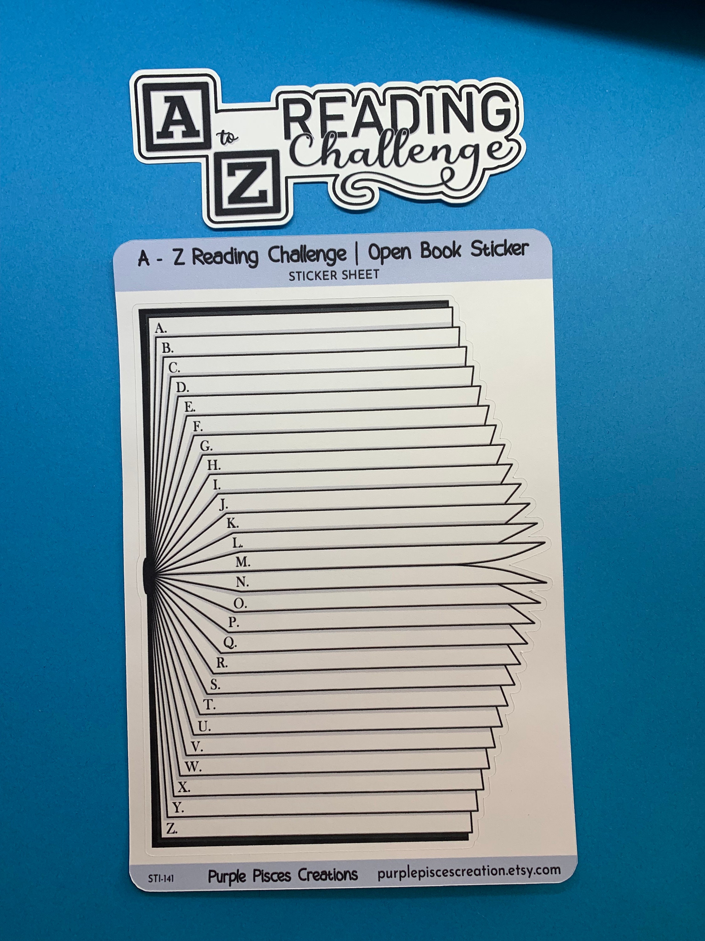 A-Z Reading Challenge Open Book Sticker 4.4w X - Etsy