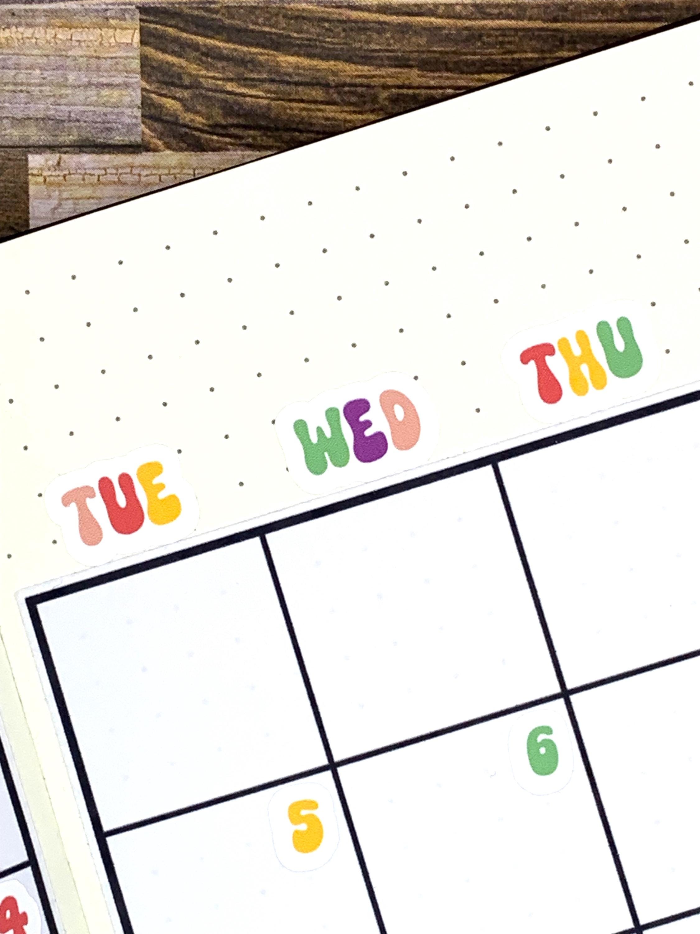 Abbreviated Days of the Week Sticker Sheet | FUNKY Color Palette | 10 ...