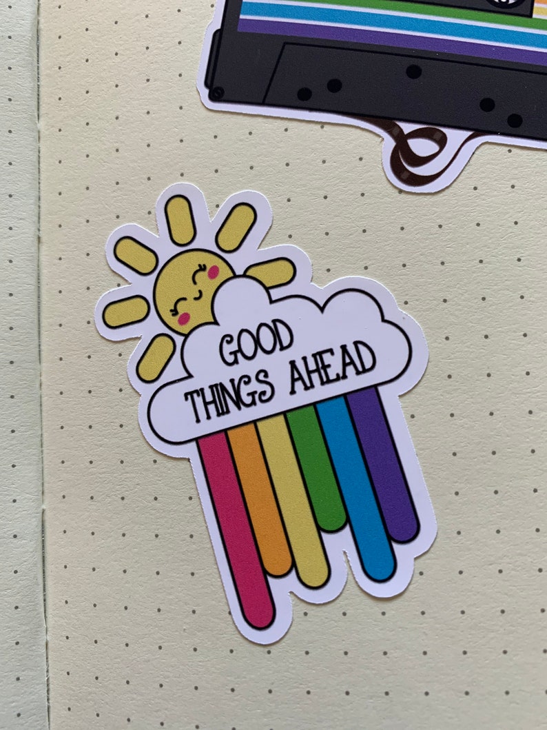 Good Things Ahead Die Cut Sticker Rainbow Cloud & Sun - Etsy