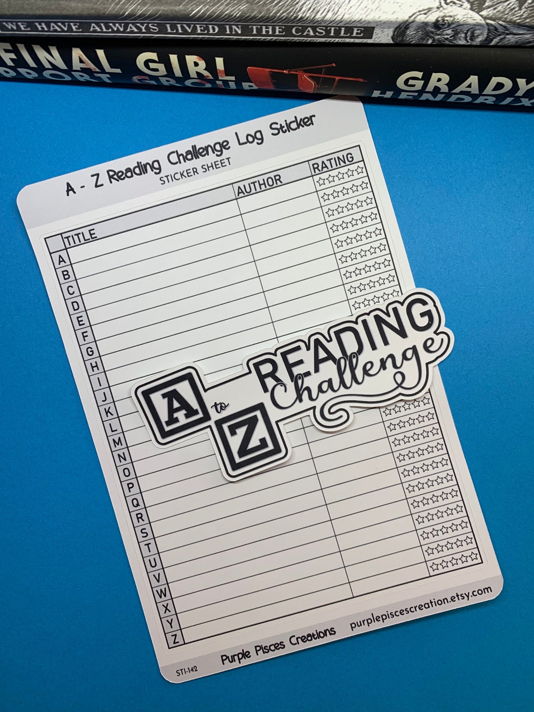 A - Z Reading Challenge Log Sticker (4.4"w X 5.7"h) AND A to Z Reading ...