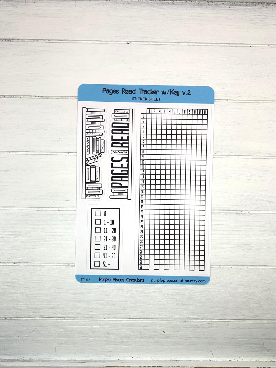 Pages Read V2 Sticker Sheet | Year-long Tracker W/key and PAGES READ ...