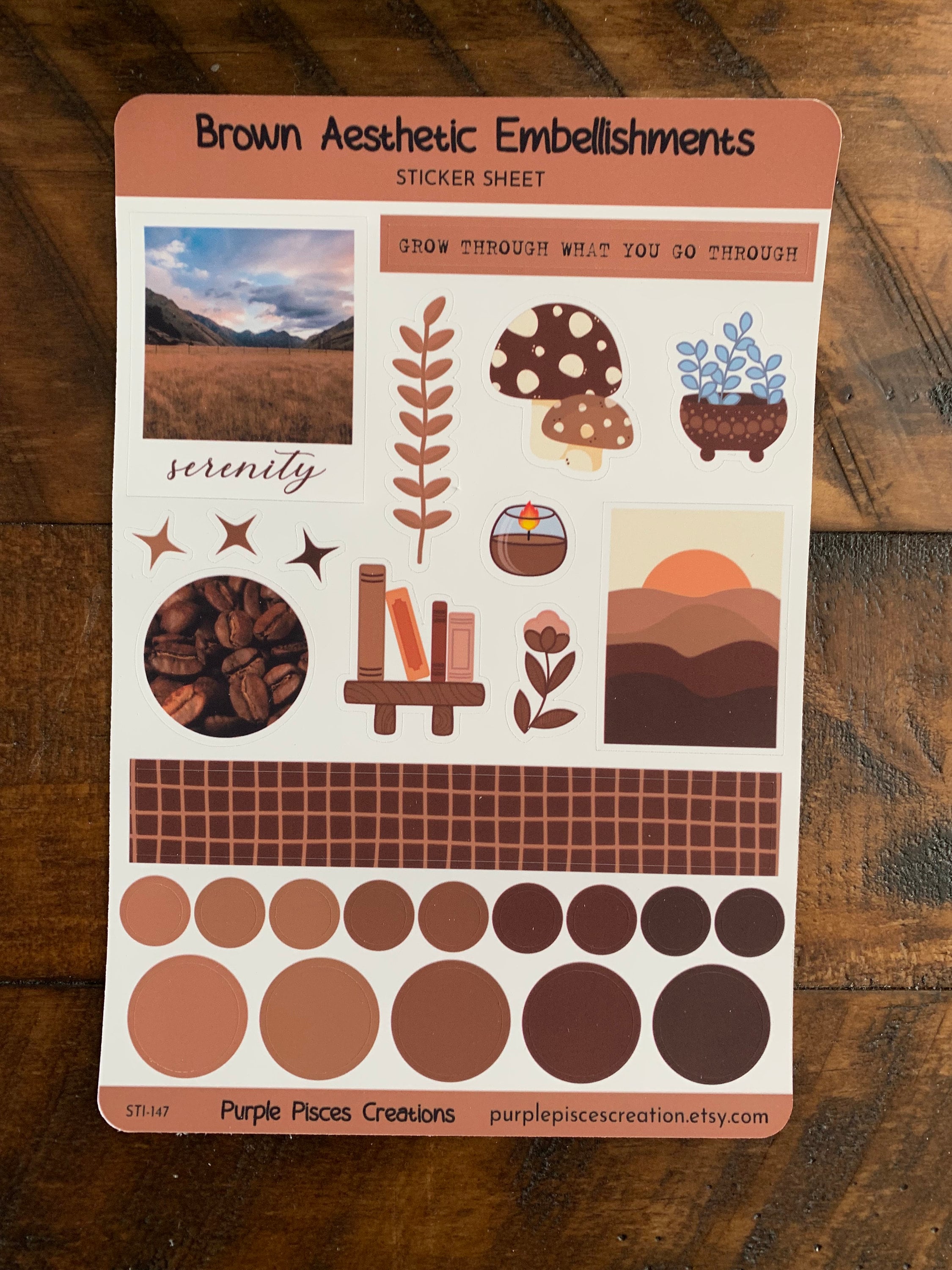 Brown Aesthetic Embellishments Sticker Sheet Decorative | Etsy
