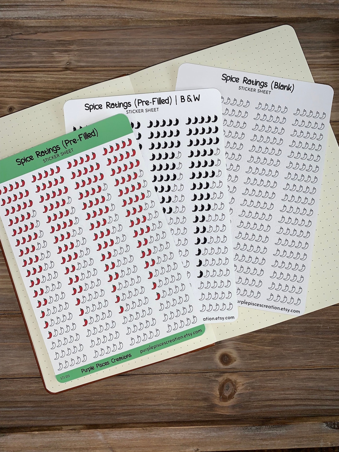 Spice Rating - Pre-filled Red OR Black Chili Stickers | 12 of Each ...