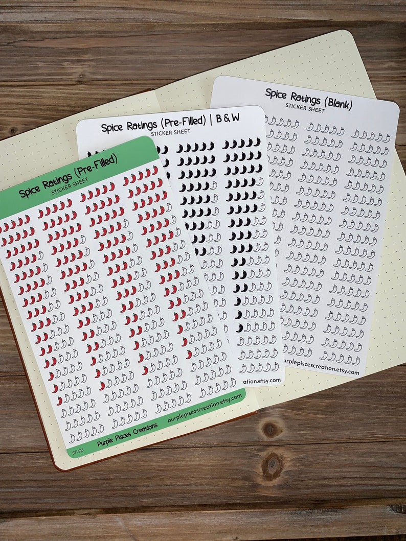Spice Rating - Pre-filled Red OR Black Chili Stickers | 12 of Each ...