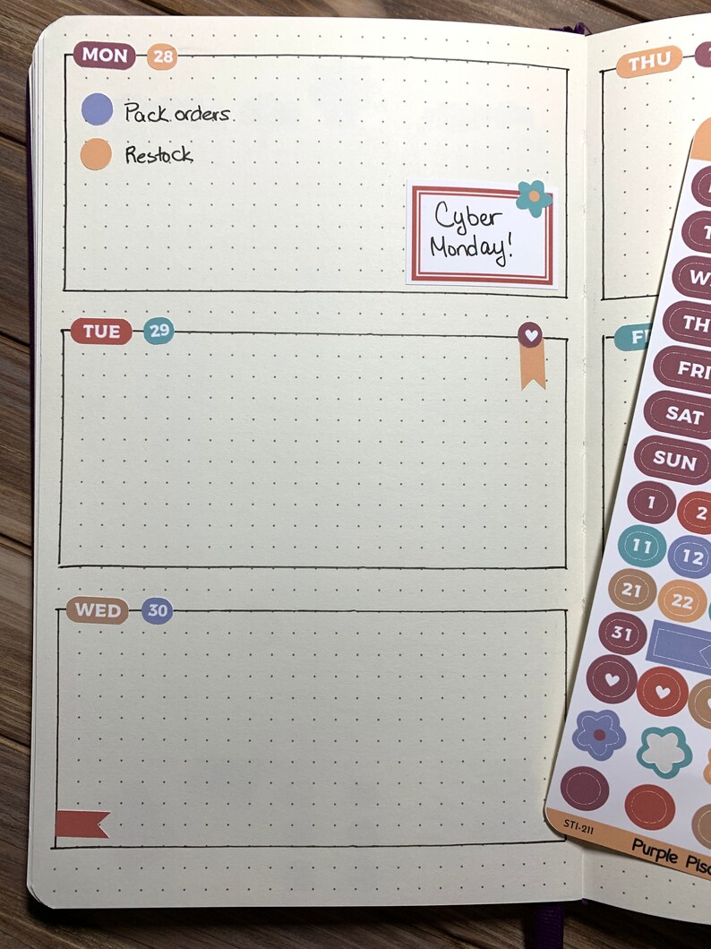 One Month Basics - Soft Retro Sticker Sheet | 6 Sets of MON-SUN & 1-31 ...