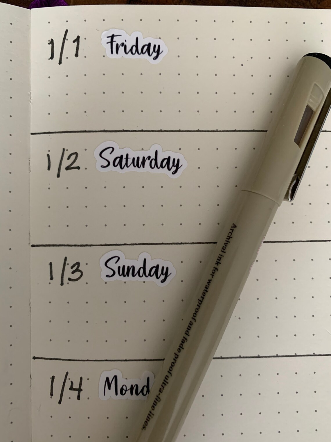 Days of the Week Stickers 8 Weeks of Monday Sunday | Etsy