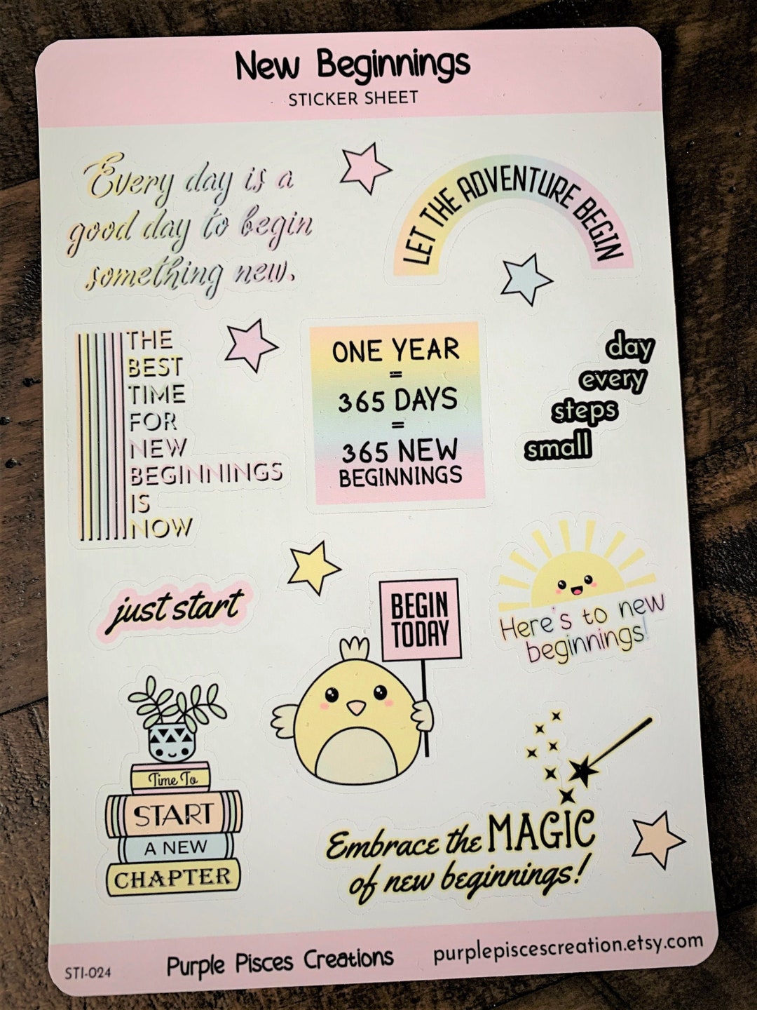 New Beginnings Sticker Sheet | Cute Motivational Stickers About New ...