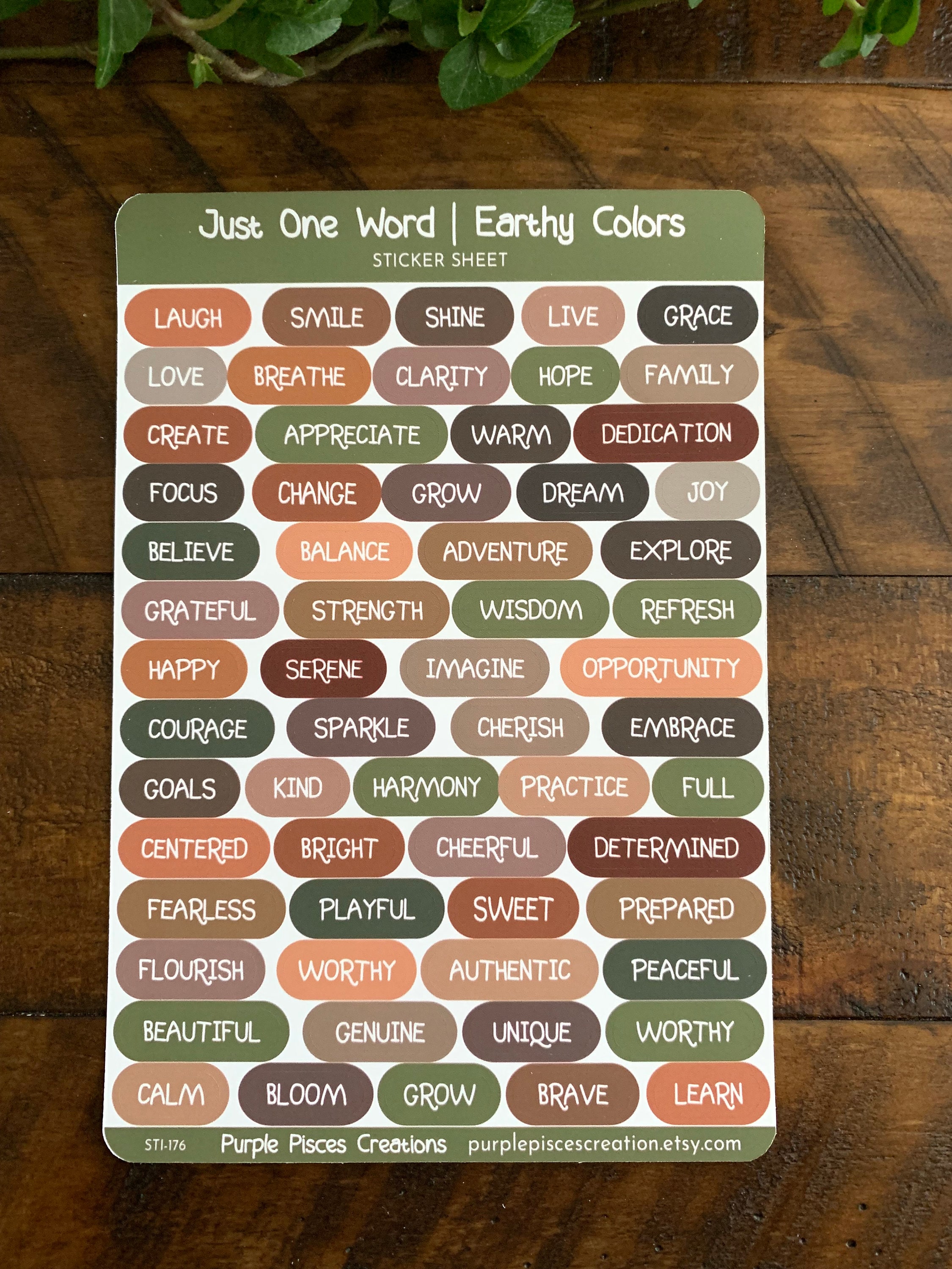 Just One Word Sticker Sheet | Pastel, Earthy or Bright Rainbow Colors ...