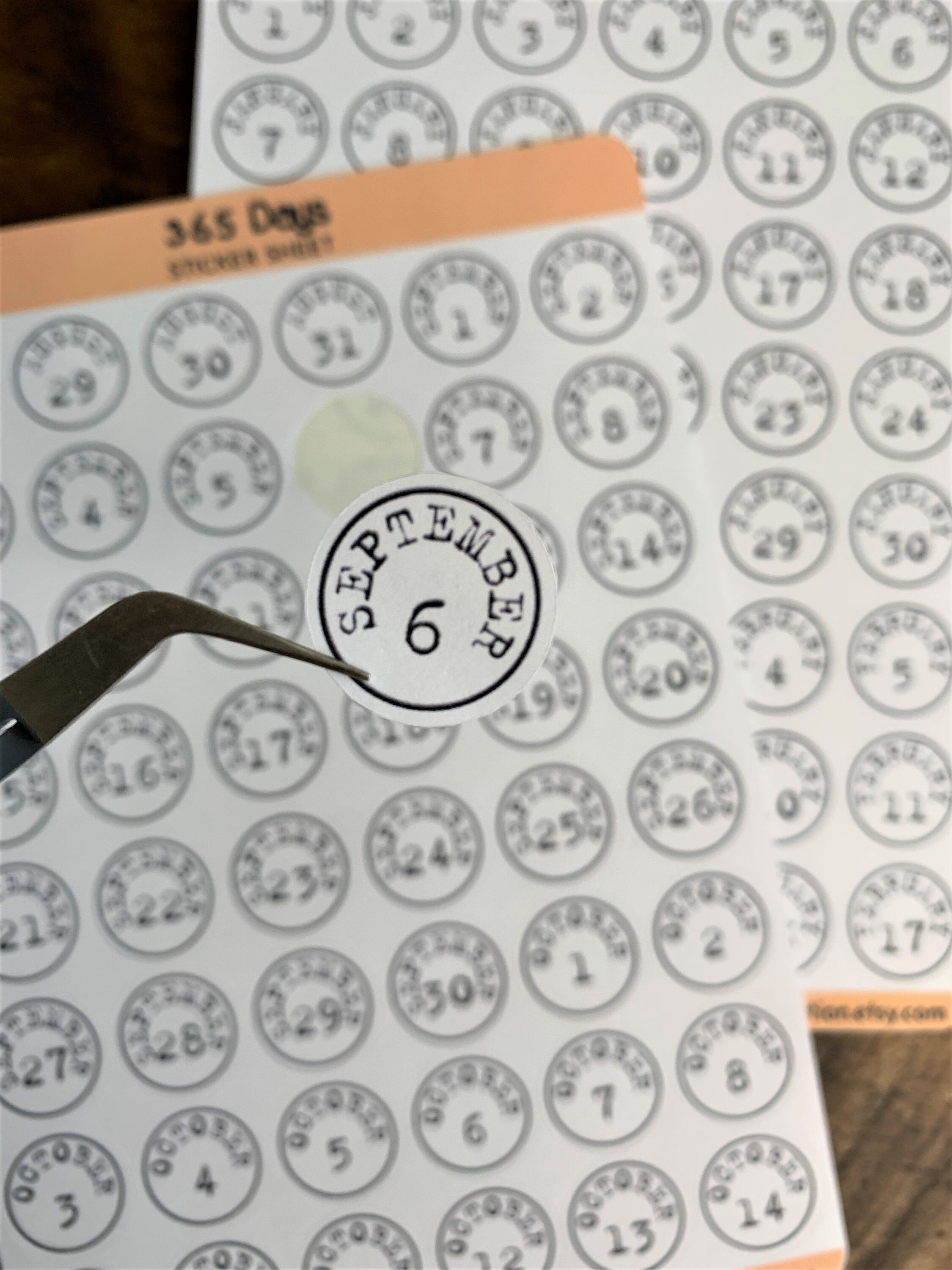 365 Days Circle Stickers With Old Type or Stamp Style Font - Etsy