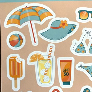 Beach Vibes Sticker Sheet | Beach Themed Decorative Sticker Sheet for ...