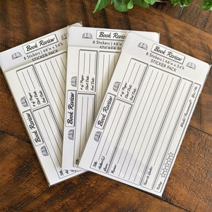 Book Review Sticker Pack | 8 - 4.6"w X 3.4"h Stickers | for Reading ...